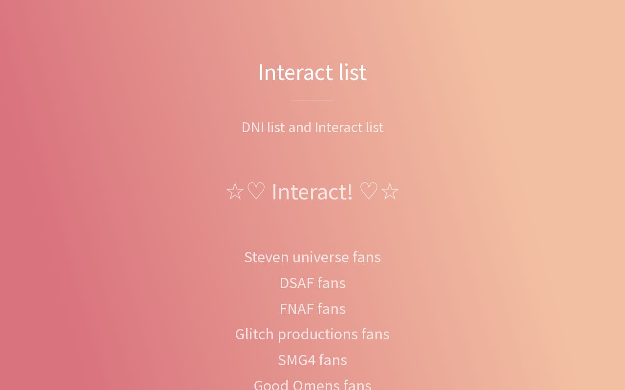 Interact/DNI list